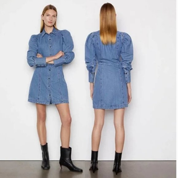 Frame Denim | Dresses | Frame Denim Puff Sleeve Dress In Eugenia Size ...